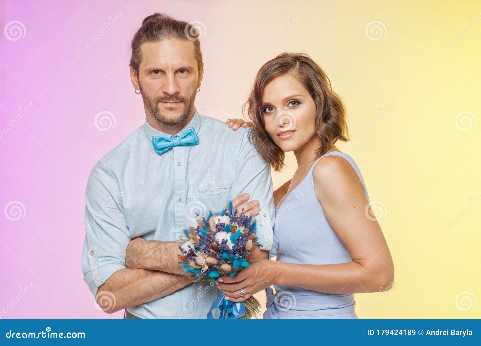 Married Young Couple in Pastel Color Stock Image - Image of ...