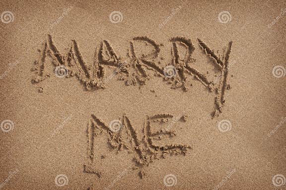 Marry Me Written in Sand on Beach Stock Photo - Image of romantic ...