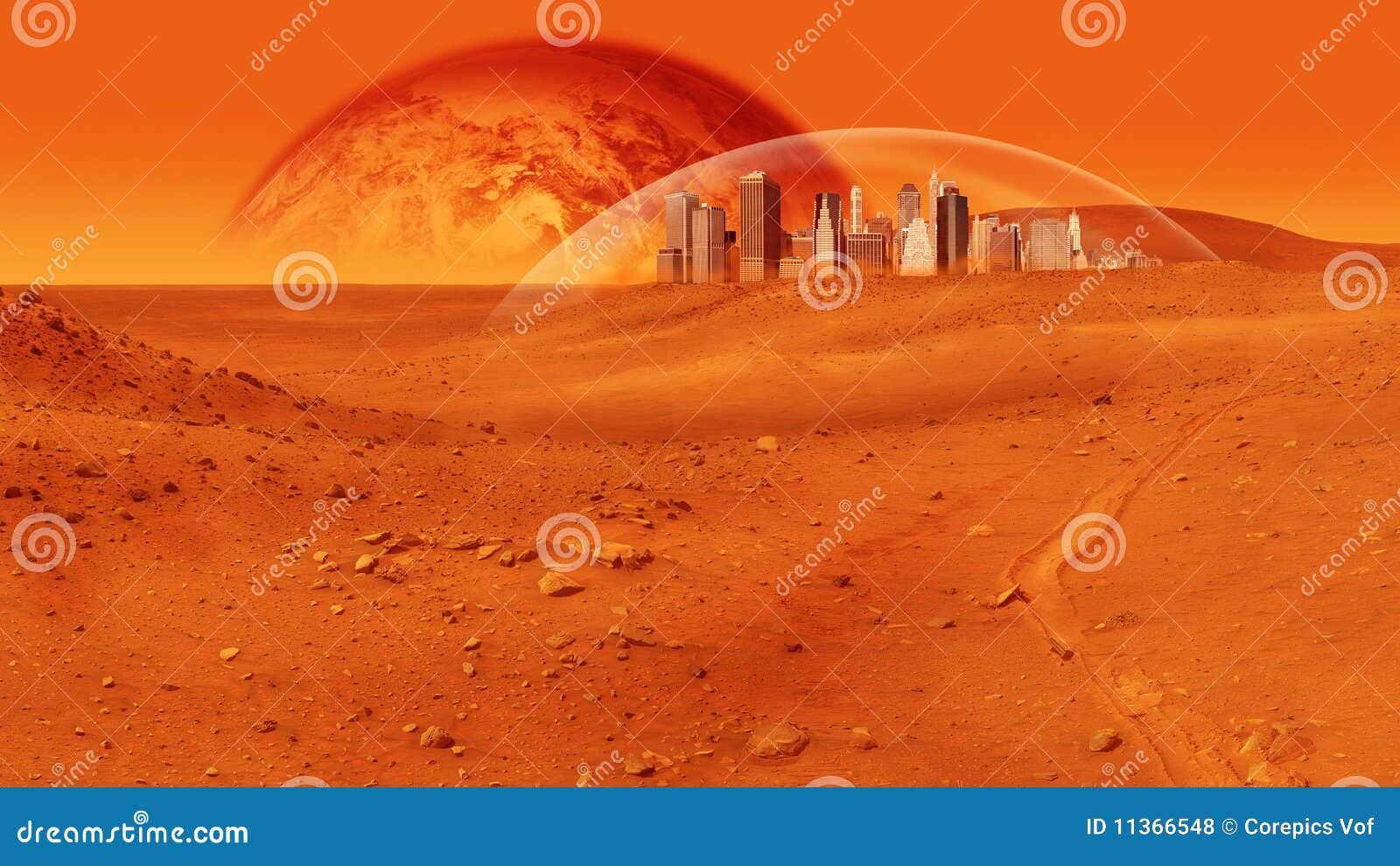 Landscape On Planet Mars, Spaceship Landing On The Red Planet`s Surface ...
