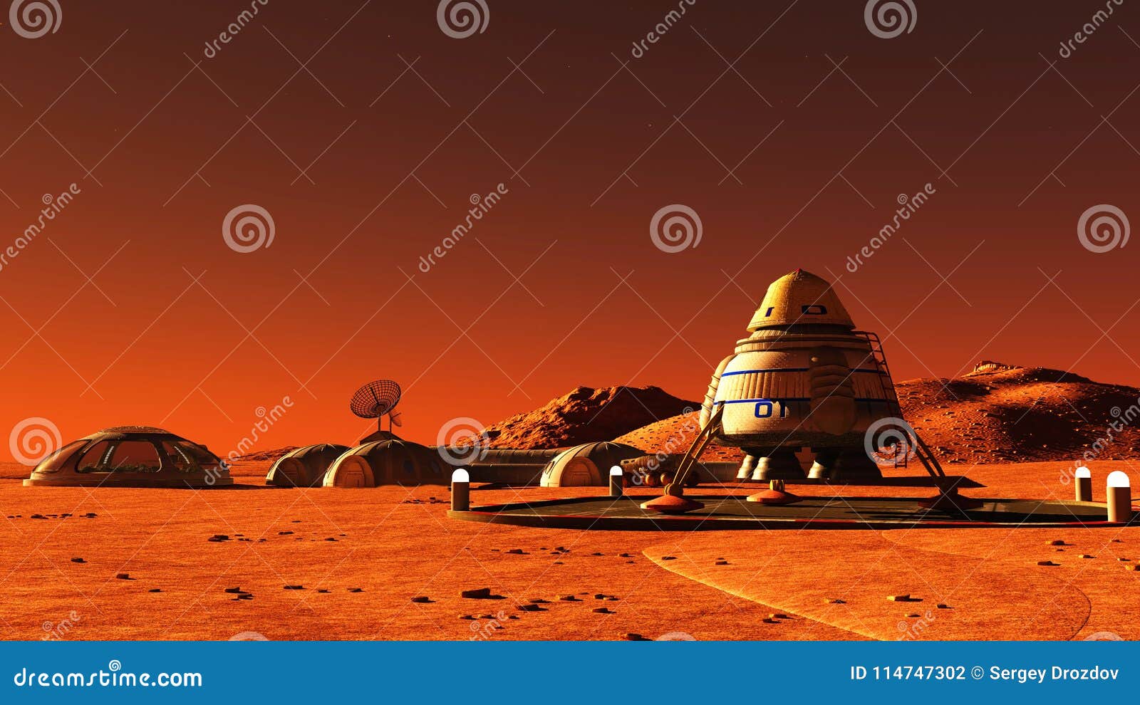 Mars base stock illustration. Illustration of landing - 114747302