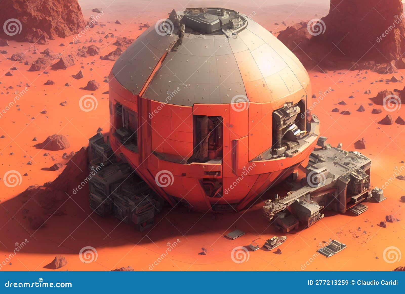 Mars Base. Terrestrial Mars Colony, Conquest of Planet Mars Stock ...