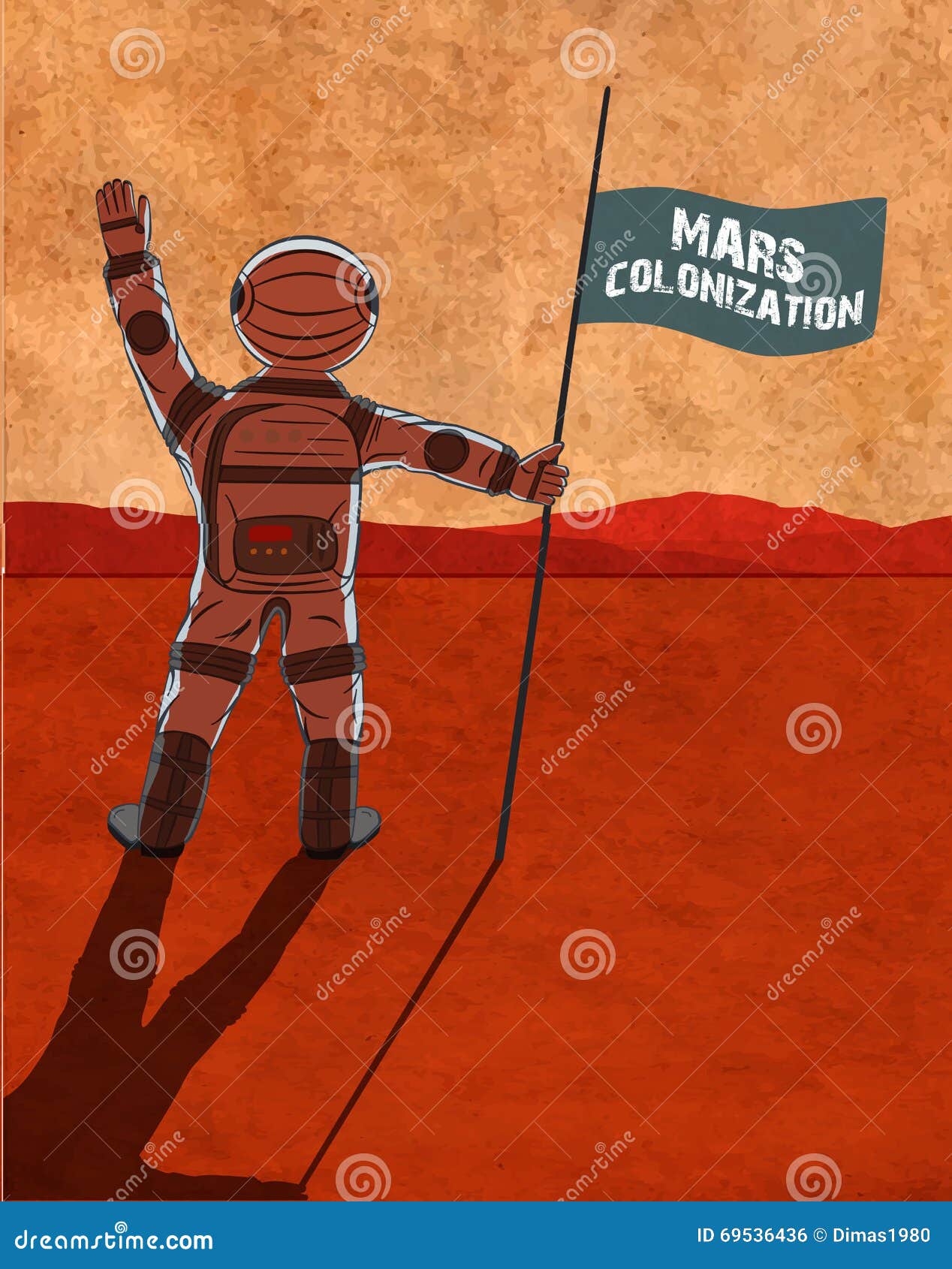 Mars Colonization. Astronaut on the Planet Stock Illustration ...