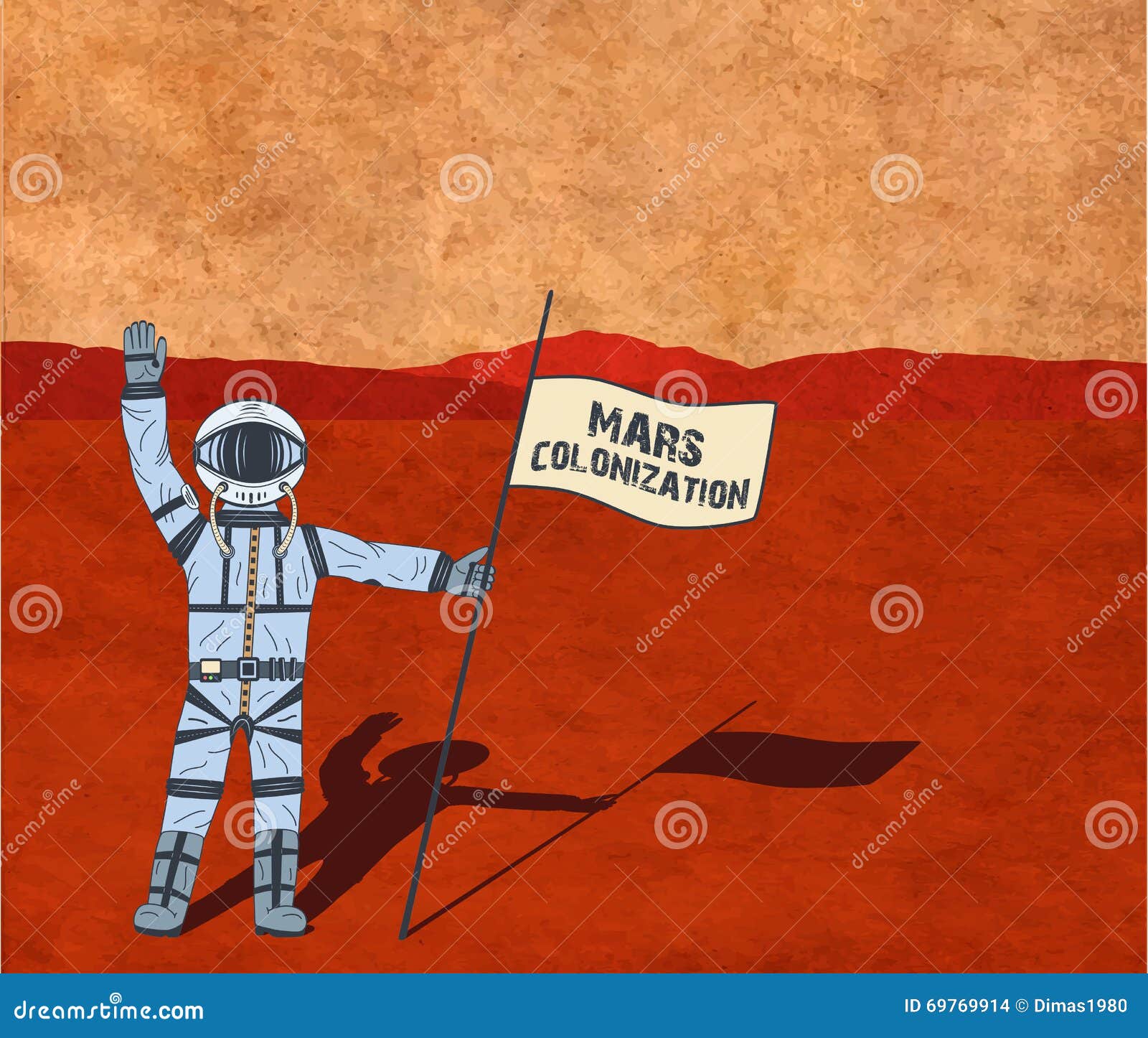 Mars Colonization. Astronaut on the Planet Stock Illustration ...