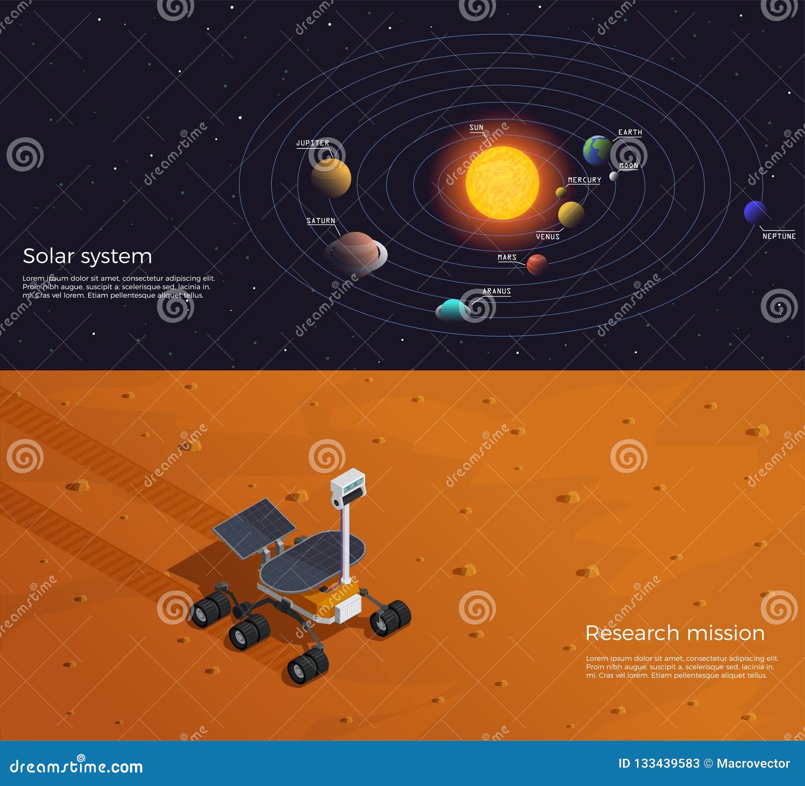 Mars Colonization Isometric Banners Stock Vector - Illustration of ...
