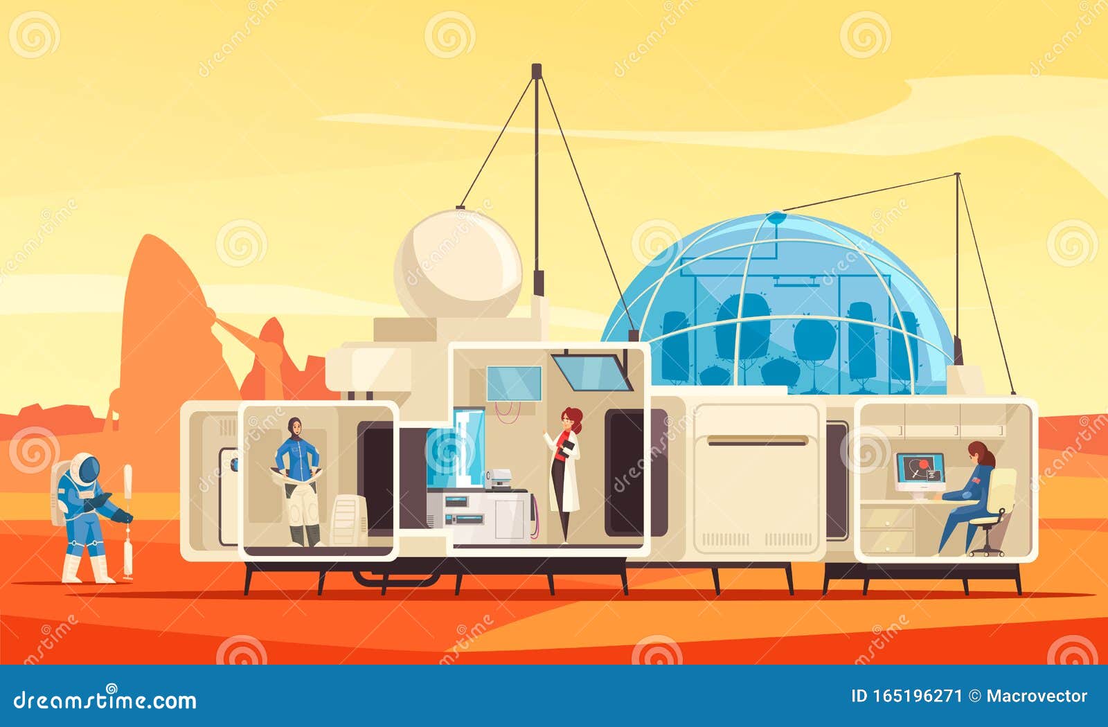 Mars Colonization Station Composition Stock Vector - Illustration of ...