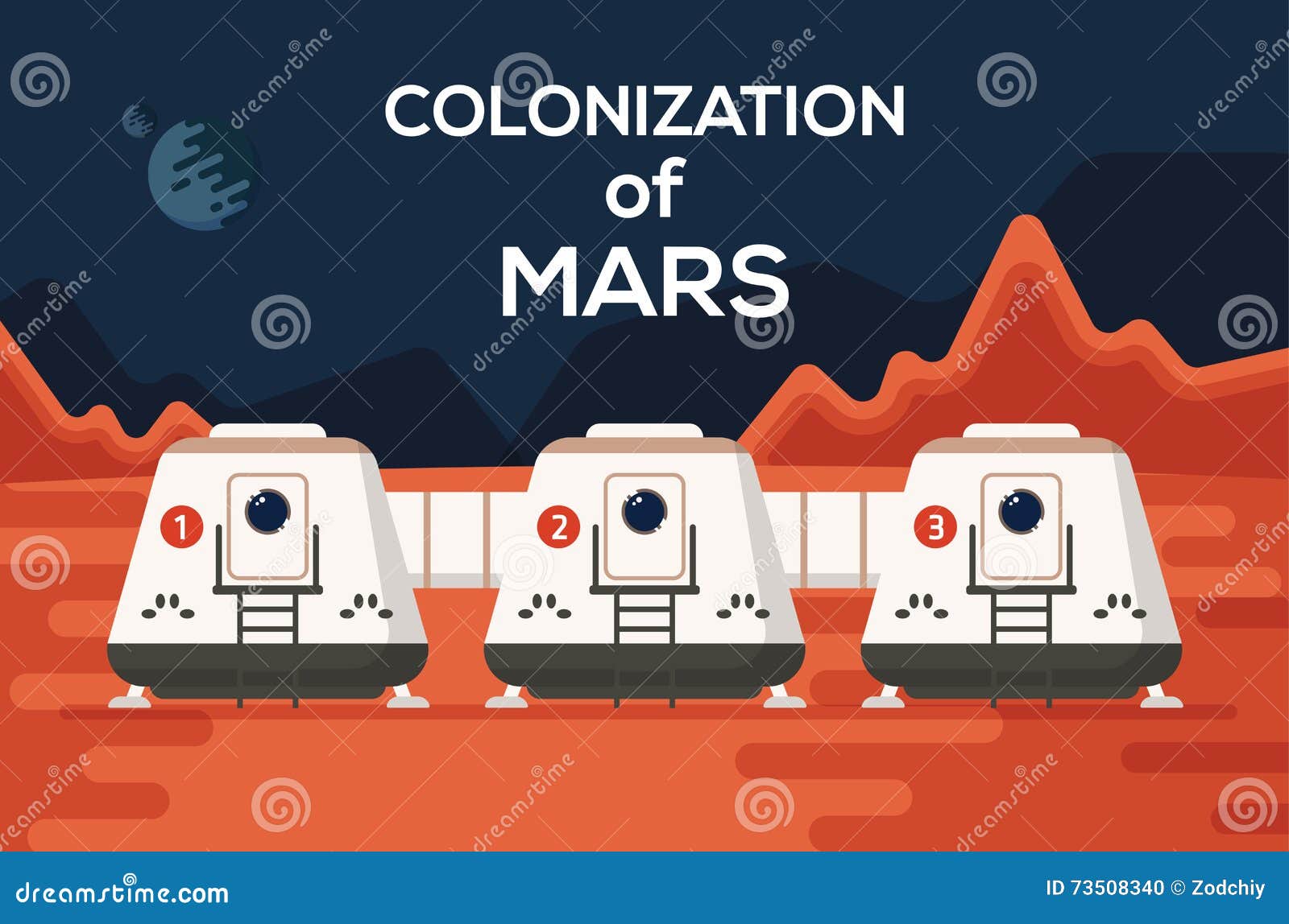 Mars-Colonizations stock vector. Illustration of astronaut - 73508340
