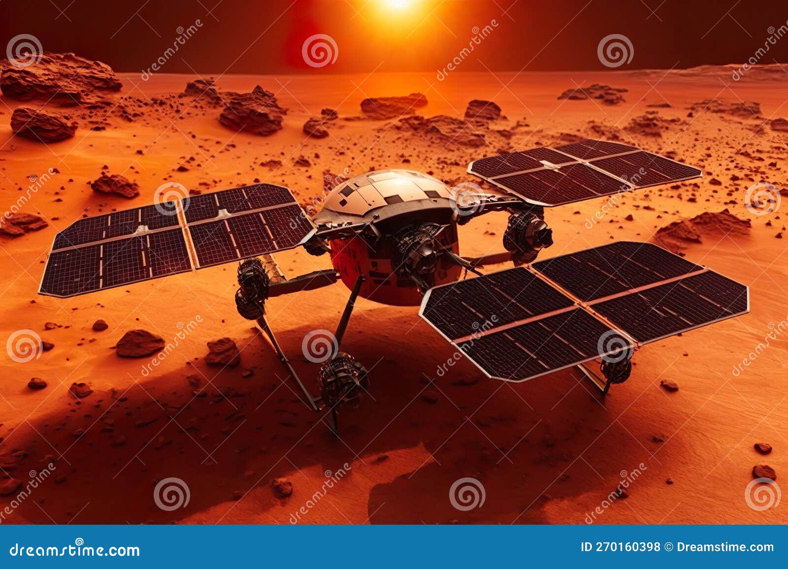 Mars Drone with Solar Panels Exploring the Surface of the Red Planet ...