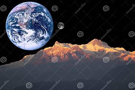 Mars, Earth and Moon stock image. Image of earth, mountain - 13086783