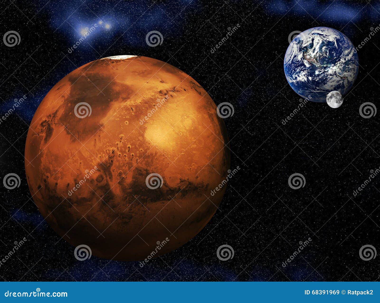 Mars And Earth In Space. Transform The Planet Mars To The Planet Earth ...