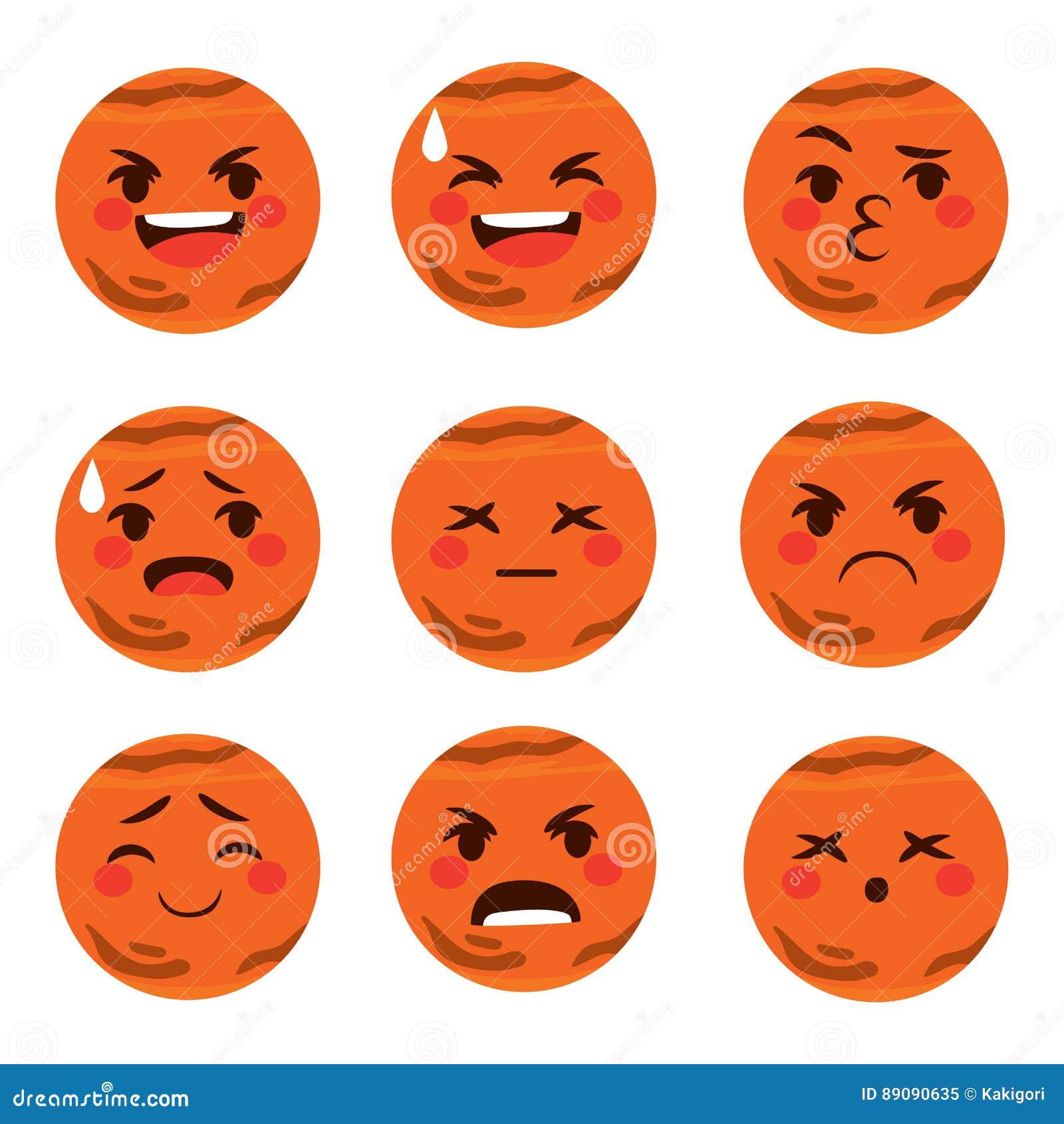 Mars Emoji Expressions stock vector. Illustration of flat - 89090635