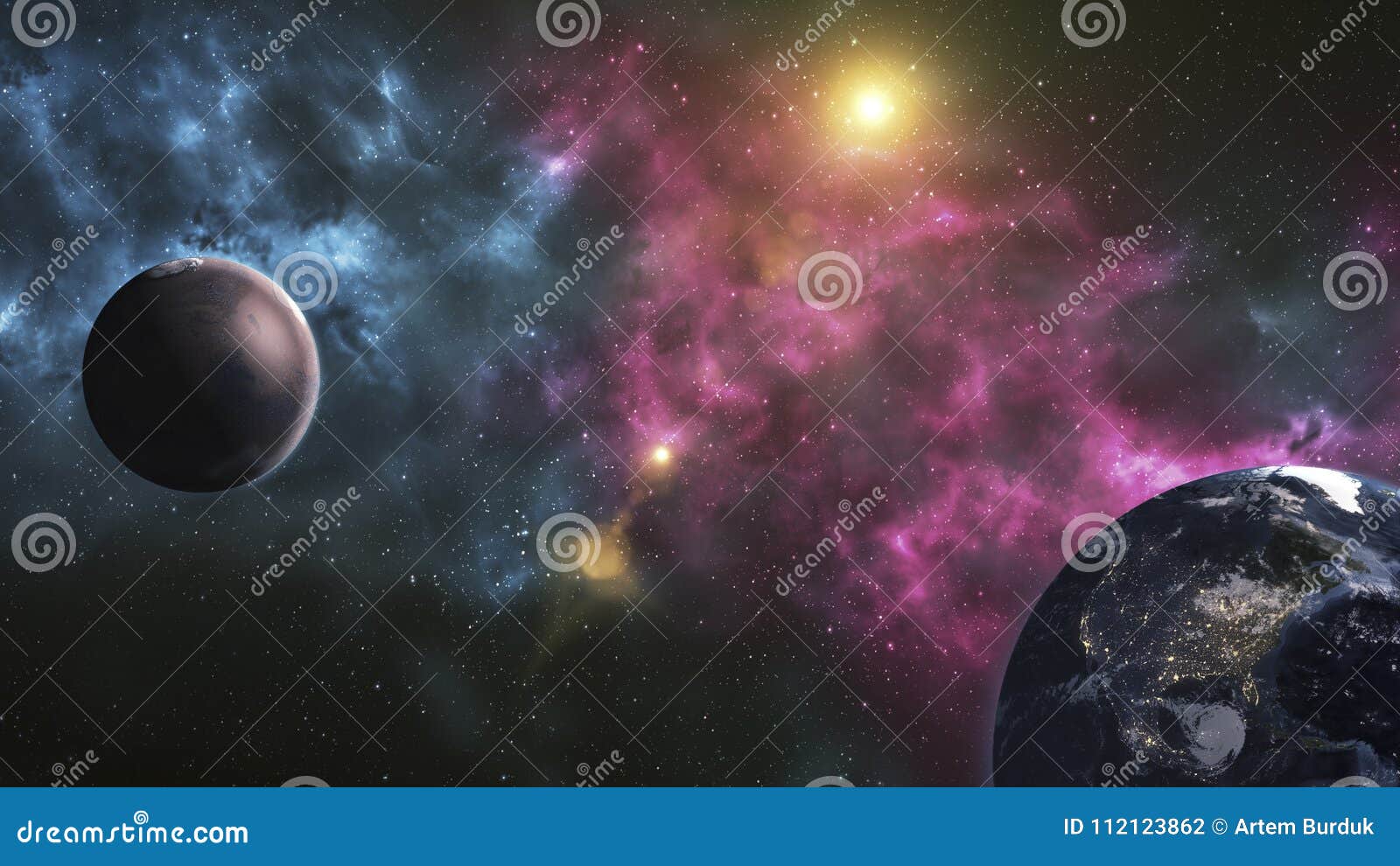 Mars En Aarde Afstand Tussen Hen De Elementen Van Dit Imag Stock ...