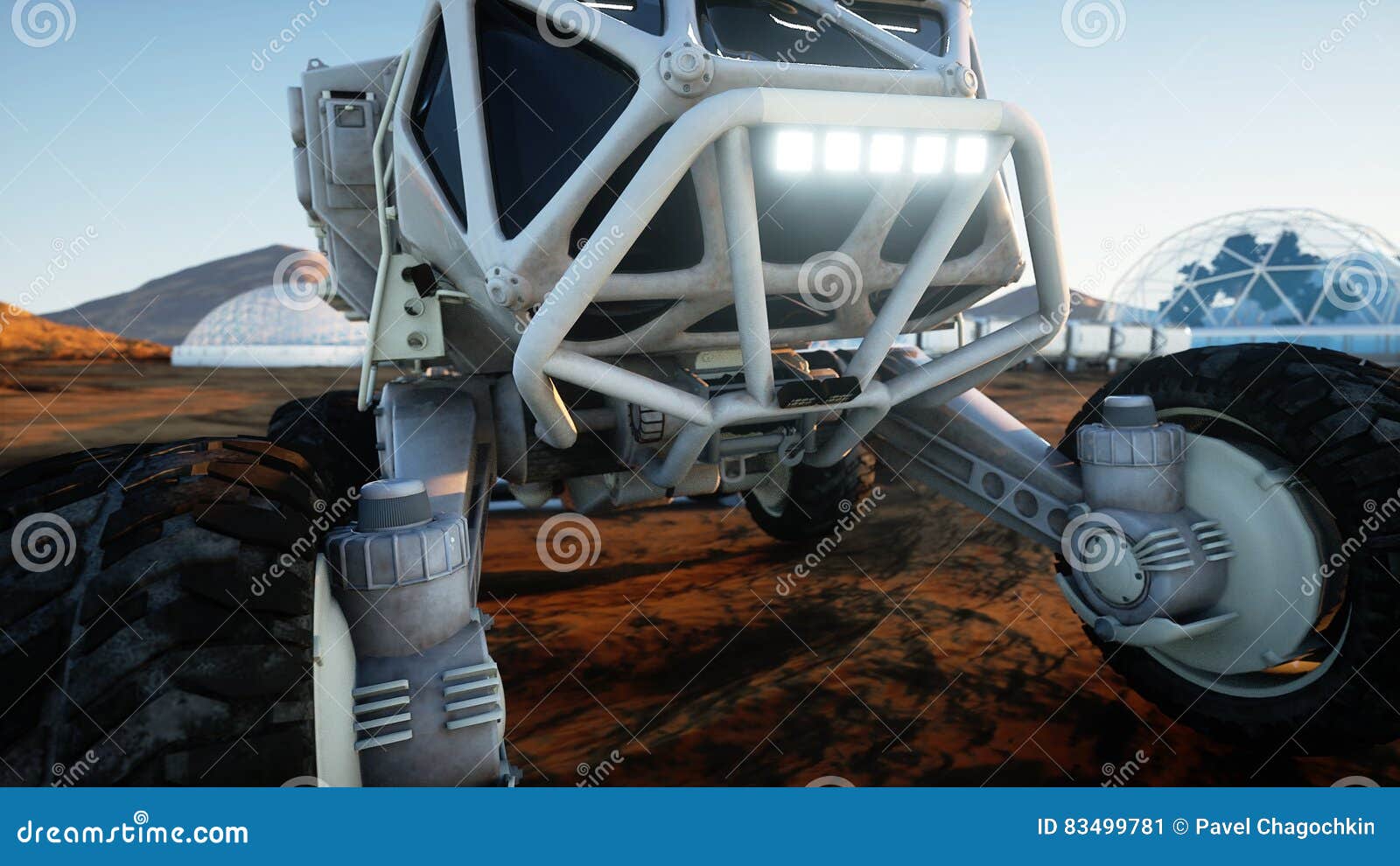 Mars Expedition Transport, Mars Rover. Base on Alien Planet. 3d ...