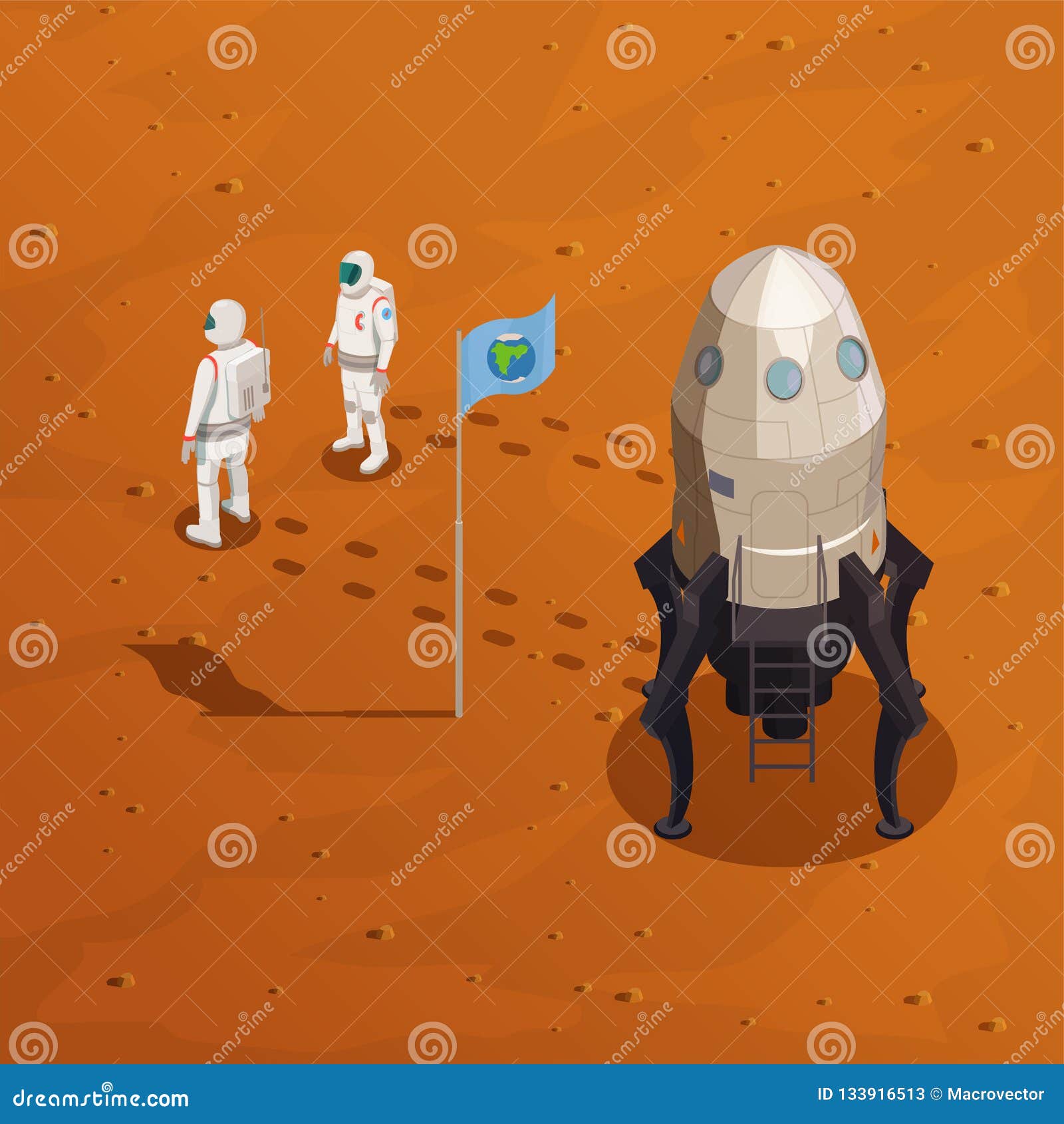 Mars Exploration Design Concept Stock Vector - Illustration of banner ...