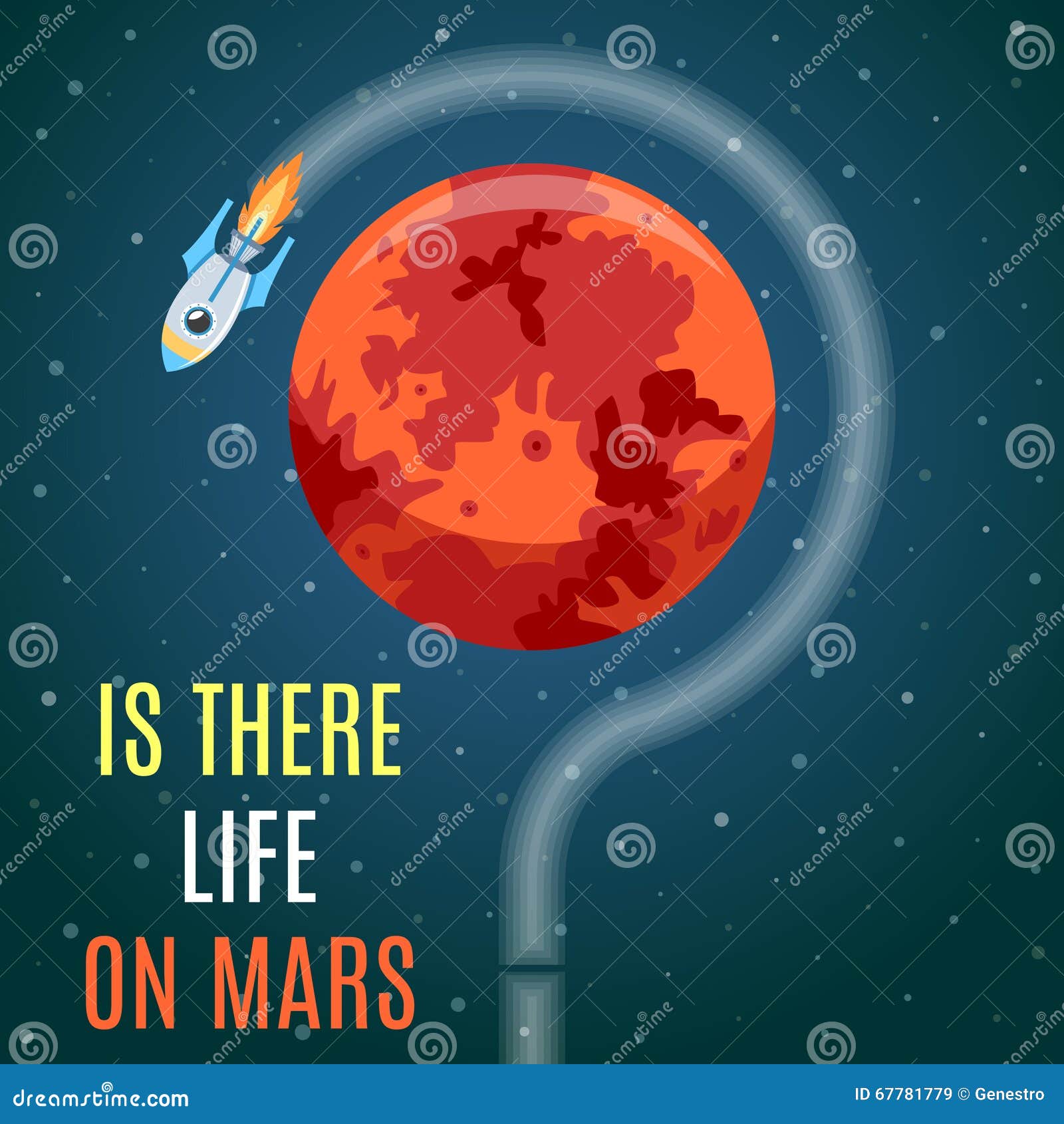 Mars Flat Design Concept stock vector. Illustration of illumination ...