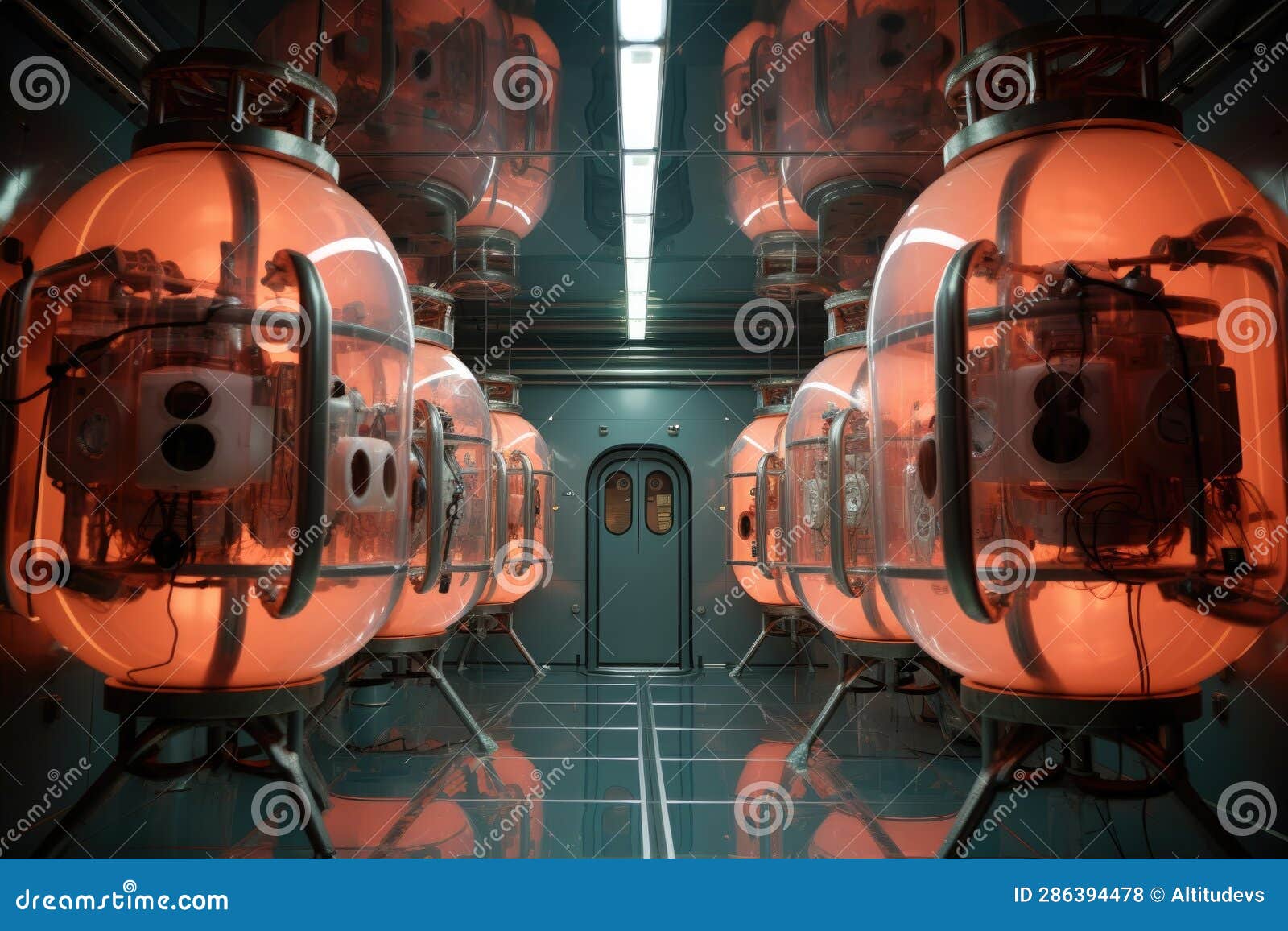 Mars Habitat Airlock Chamber with Space Suits Hanging Stock Photo ...