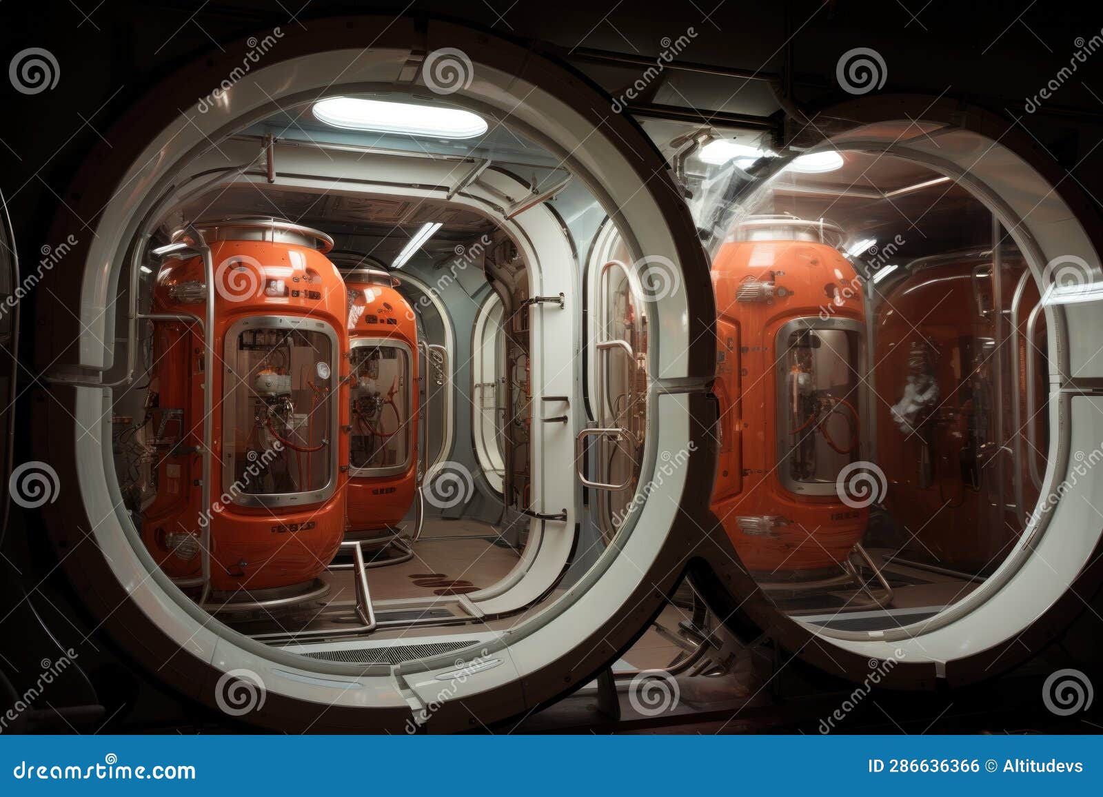Mars Habitat Airlock Chamber with Space Suits Hanging Stock ...