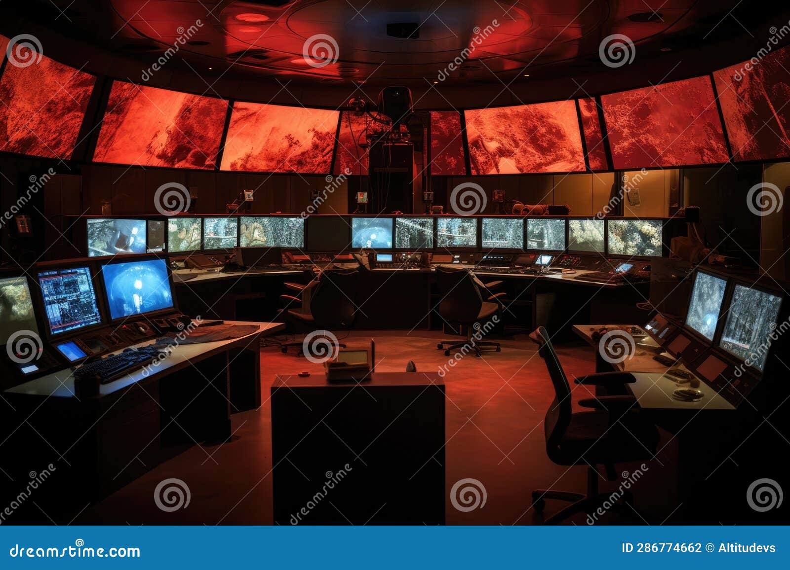 Mars Habitat Control Room with Various Screens Stock Photo - Image of ...