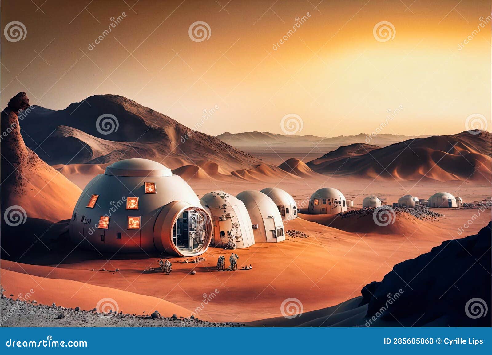 Mars Human Colony - AI Generated Illustration Stock Illustration ...