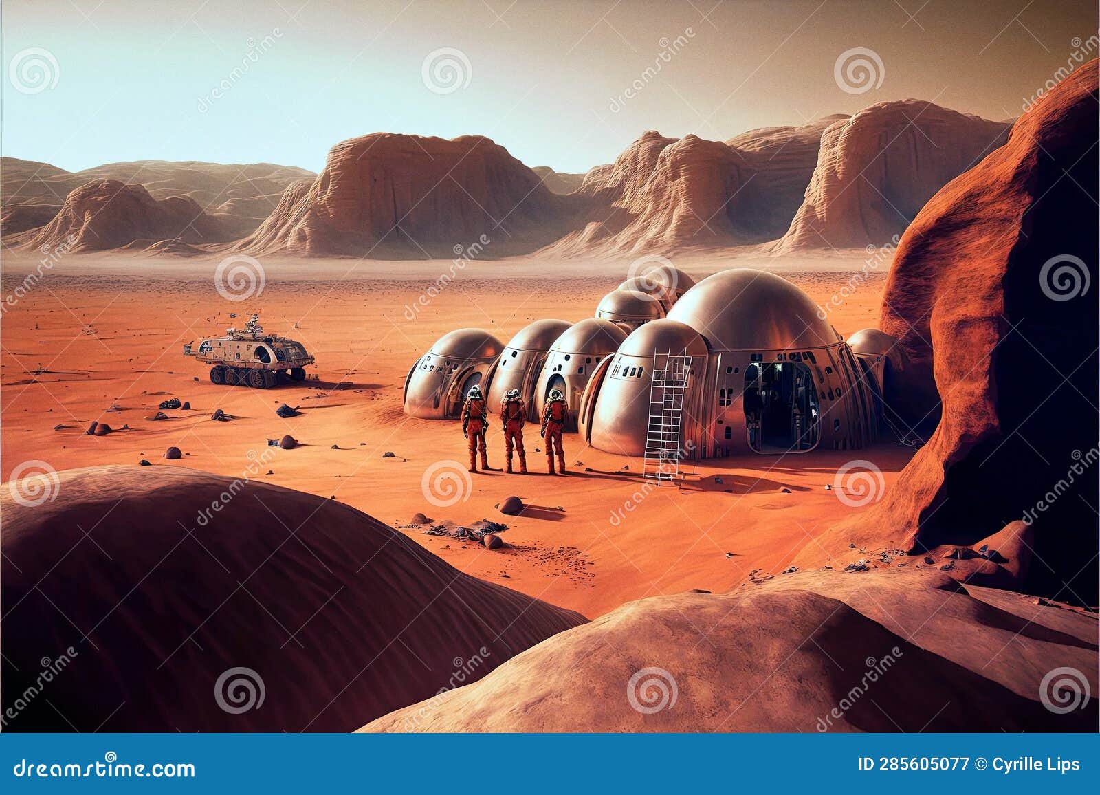 Mars Human Colony - AI Generated Illustration Stock Illustration ...