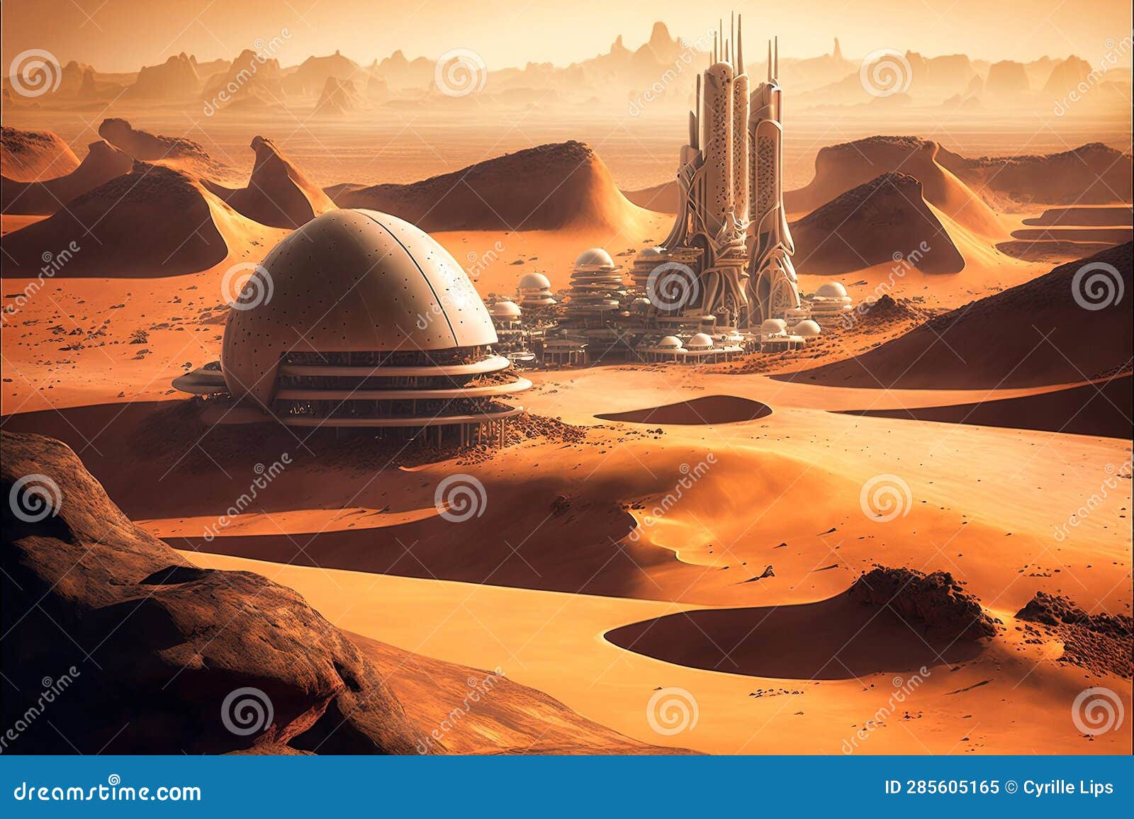 Mars Human Colony - AI Generated Illustration Stock Illustration ...