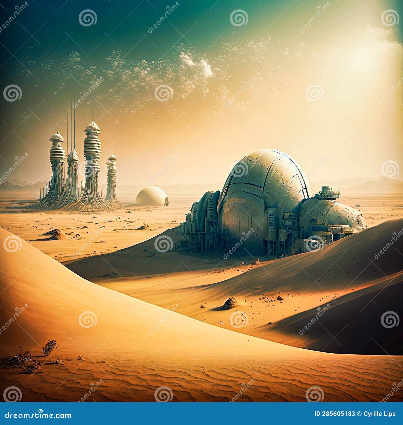 Mars Human Colony - AI Generated Illustration Stock Illustration ...