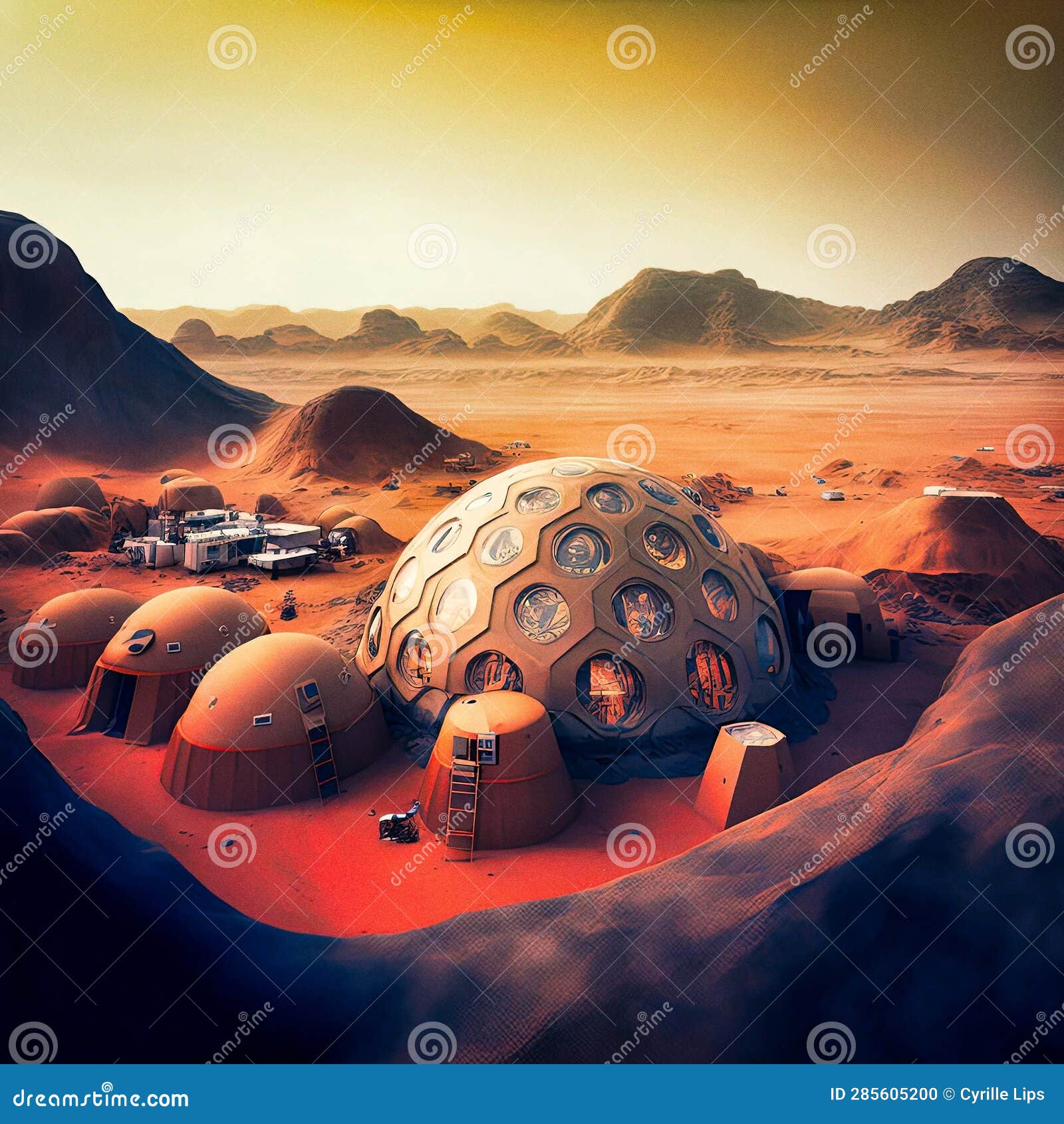 Mars Human Colony - AI Generated Illustration Stock Illustration ...