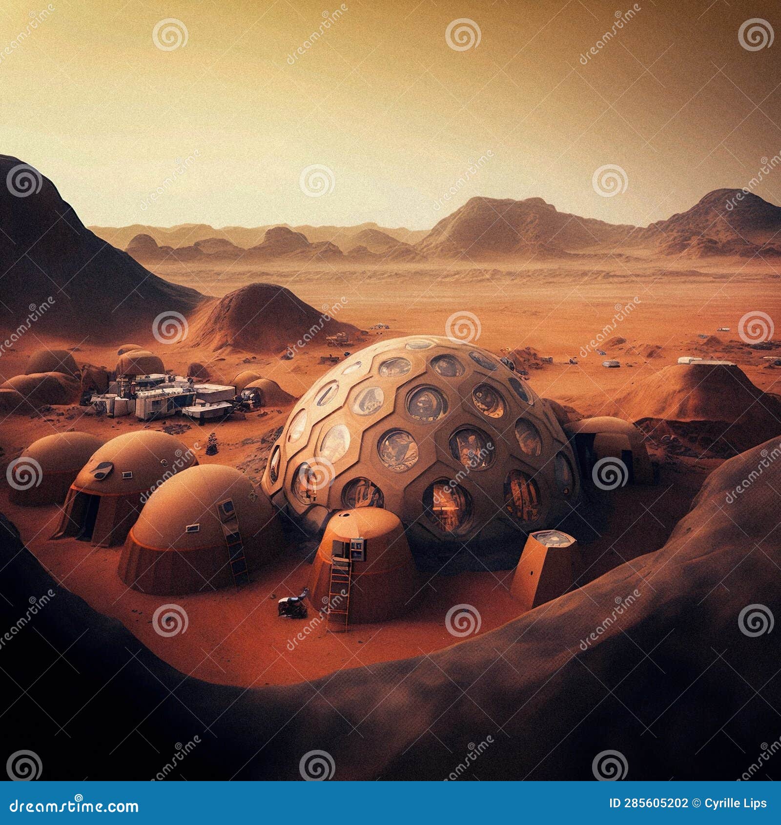 Mars Human Colony - AI Generated Illustration Stock Illustration ...