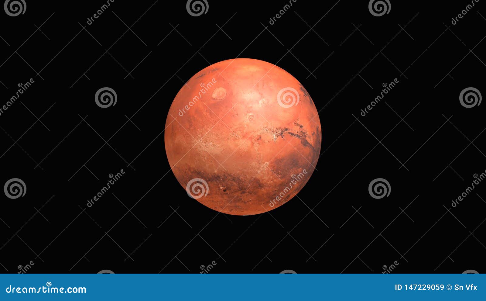 3d Rendering of Planet Mars Isolated on Black Stock Illustration ...