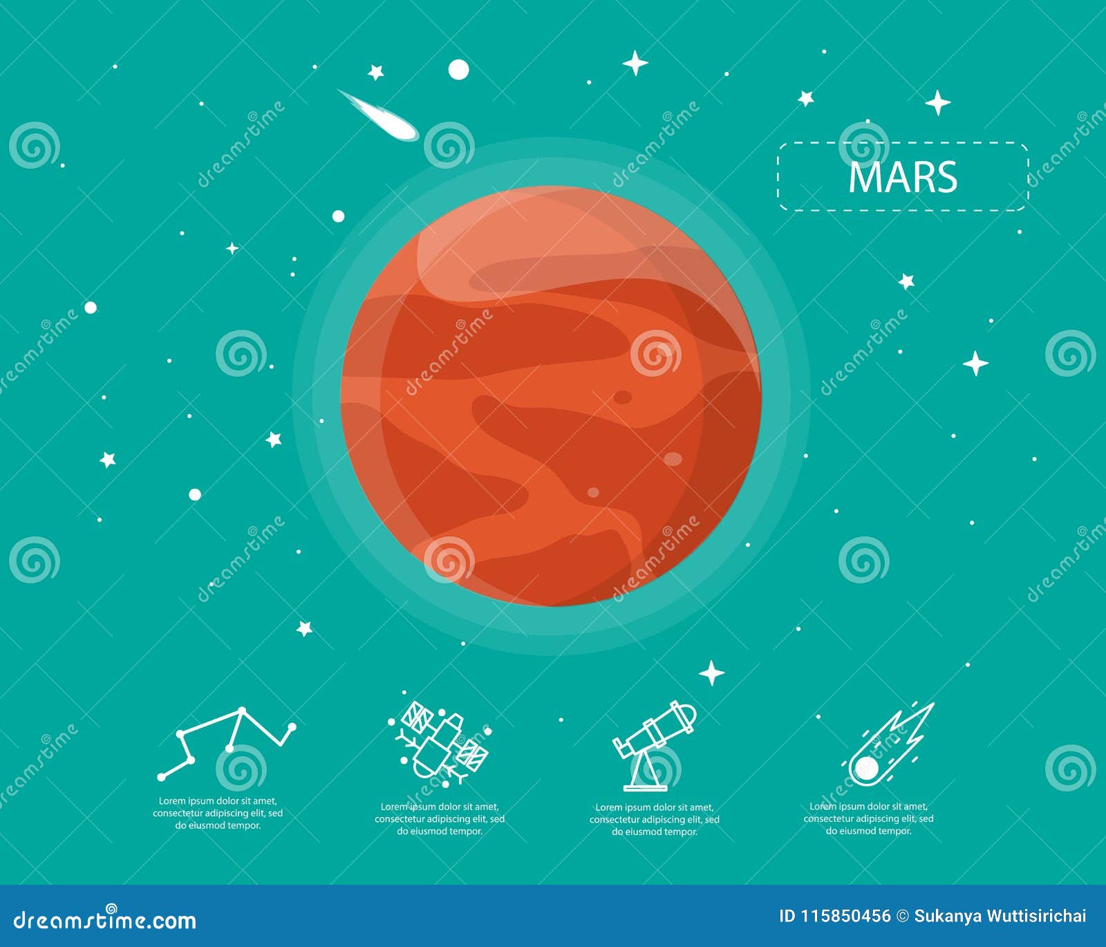 The Mars Infographic in Universe Concept. Stock Illustration ...