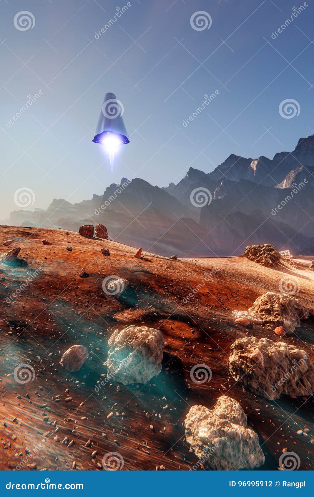Mars lander spaceship stock illustration. Illustration of stones - 96995912