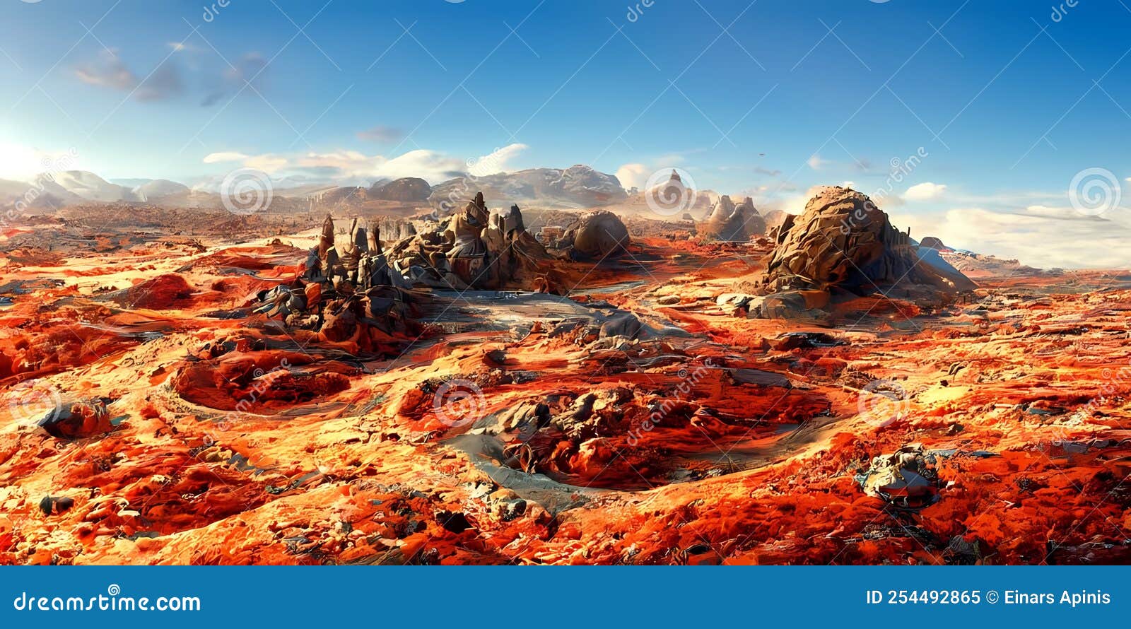 Mars Landscape D Render of Imaginary Mars Planet Terr Stock ...