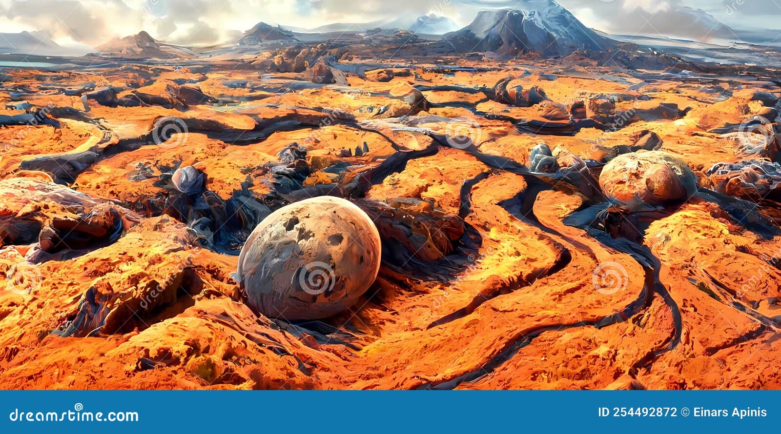 Mars Landscape D Render of Imaginary Mars Planet Terr Stock ...