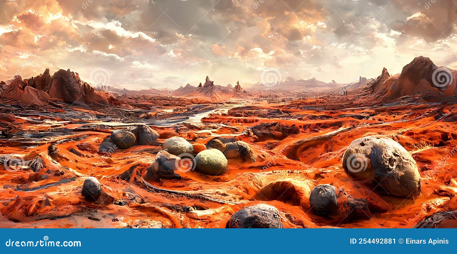 Mars Landscape D Render of Imaginary Mars Planet Terr Stock ...