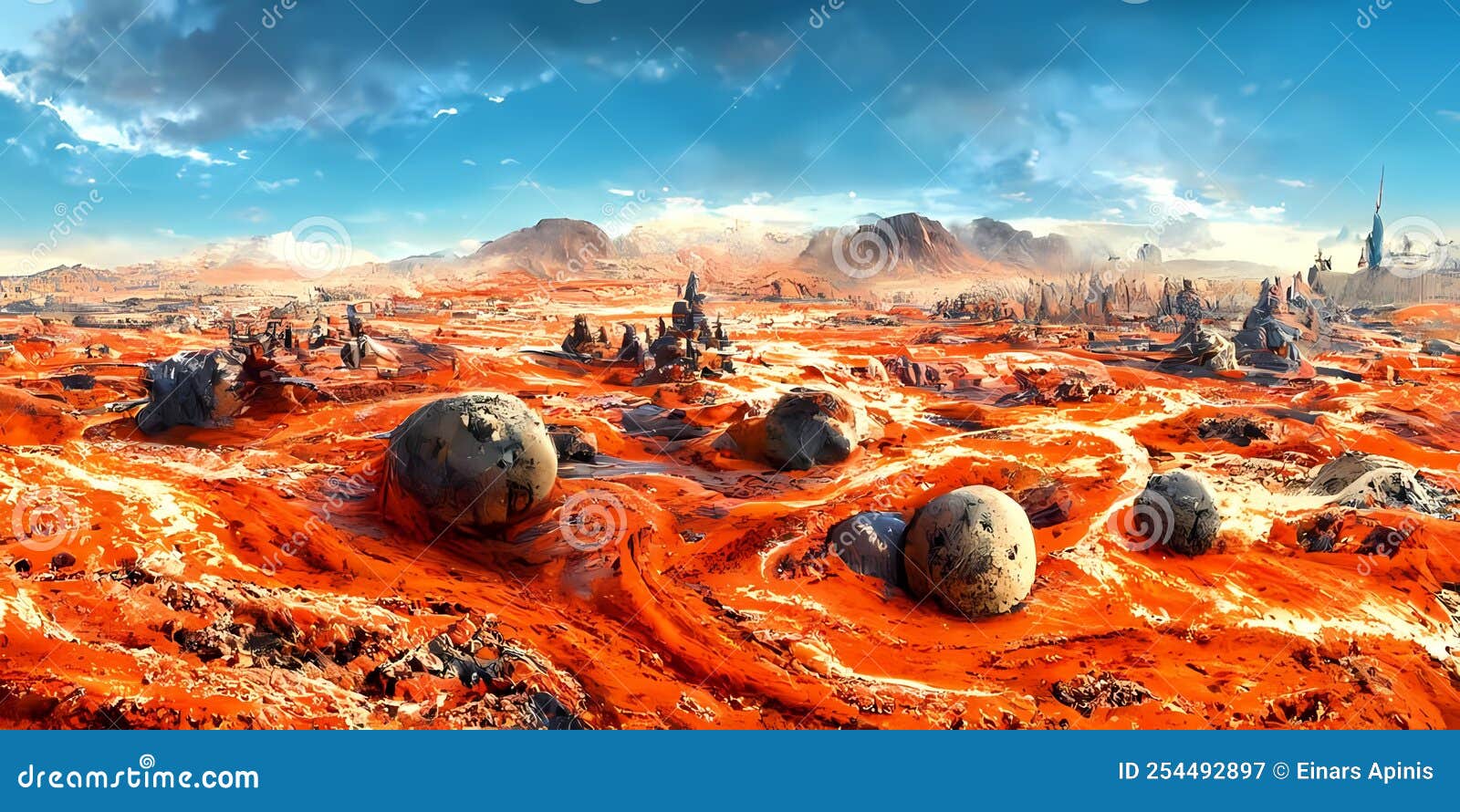 Mars Landscape D Render of Imaginary Mars Planet Terr Stock ...