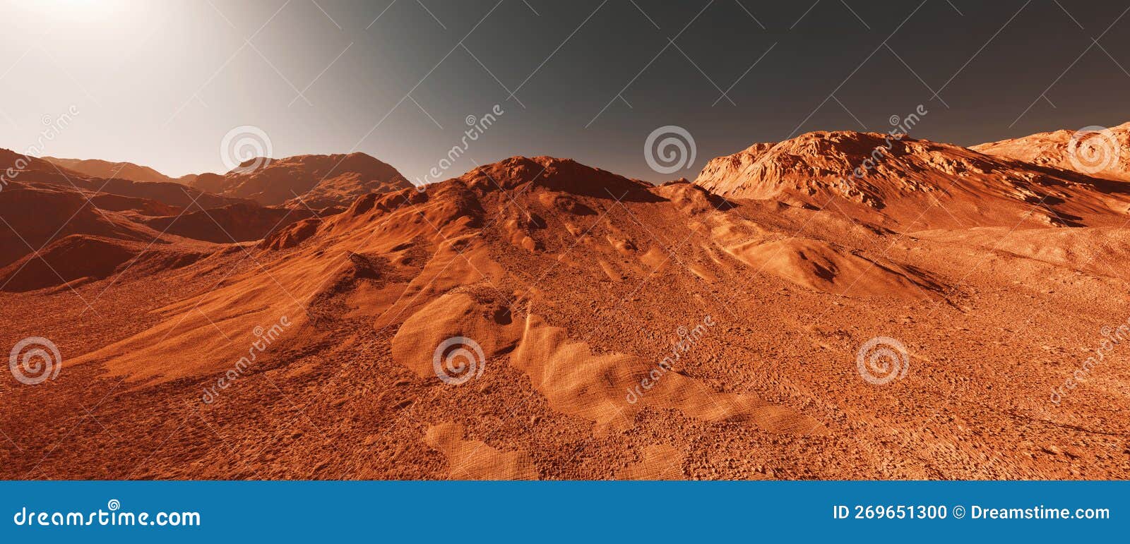 Mars landscape, 3d render stock illustration. Illustration of scenery ...
