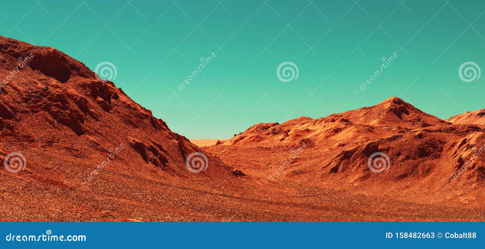 Mars landscape, 3d render stock illustration. Illustration of desert ...