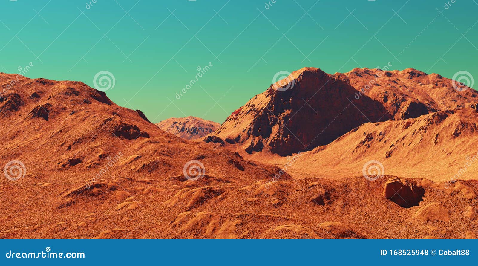 Mars landscape, 3d render stock illustration. Illustration of martian ...