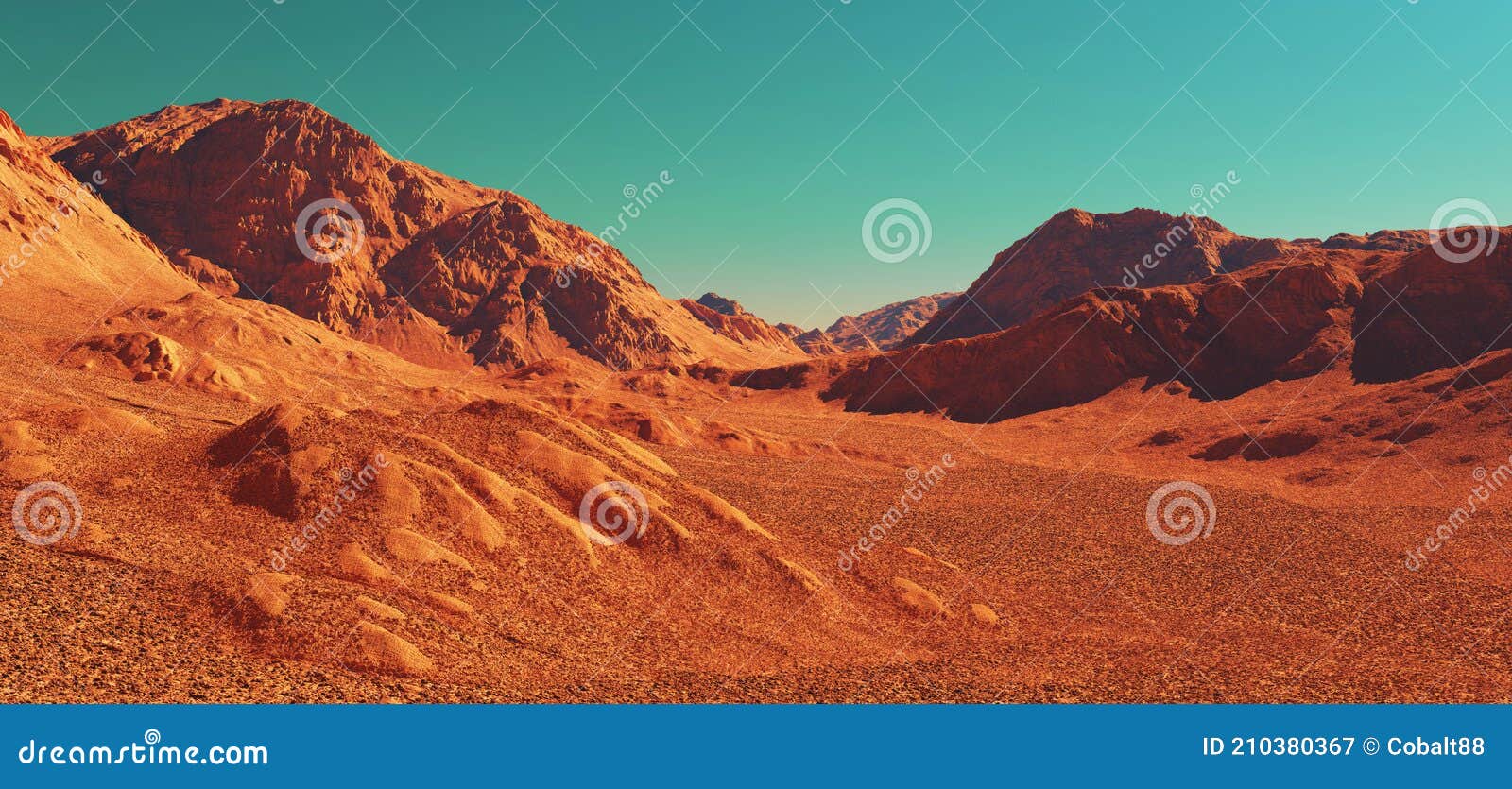 Mars landscape, 3d render stock illustration. Illustration of barren ...
