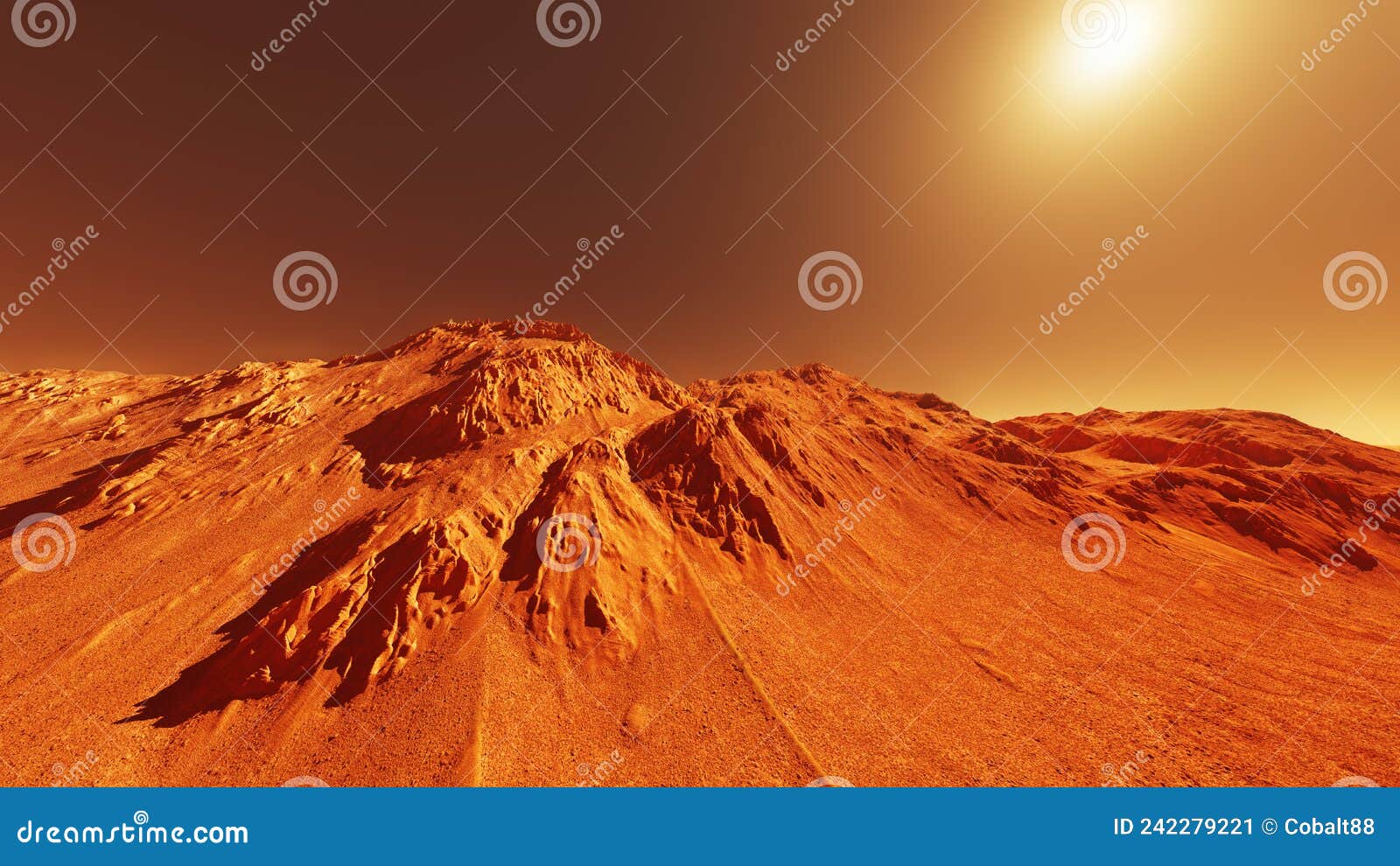 Mars Landscape Planet Scenery, 3d Render of Imaginary Mars Terrain ...