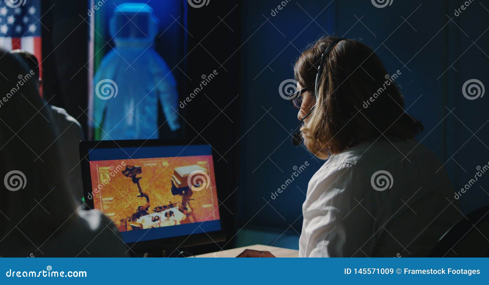 Mars Mission Technicians Working at Their Desk Stock Image - Image of ...