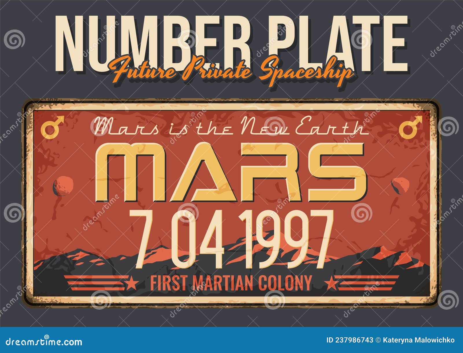 Mars Number Plate Original Sign Stock Vector - Illustration of future ...