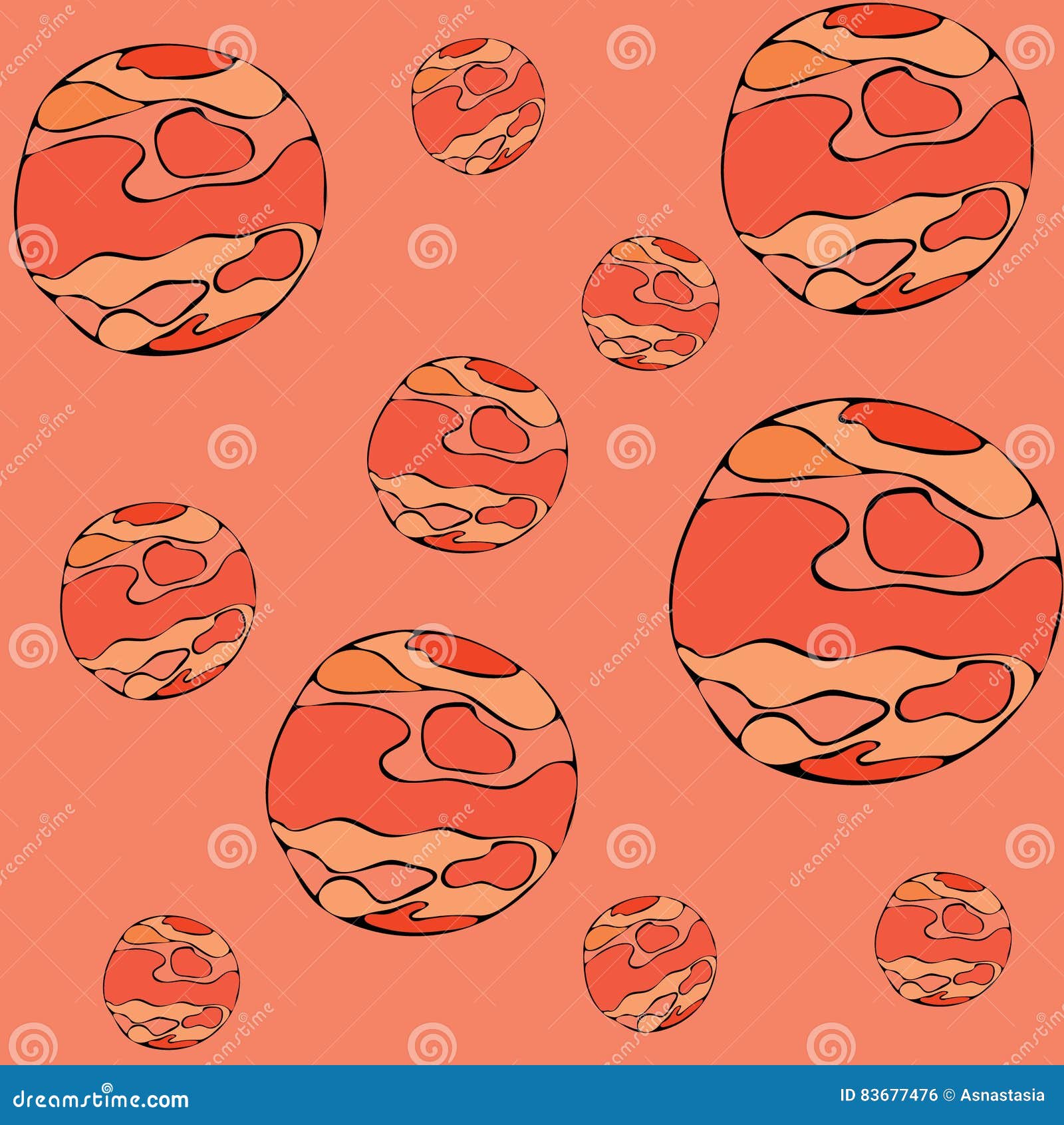 Mars Pattern. Cartoon Illustration of Mars Vector Pattern Background ...