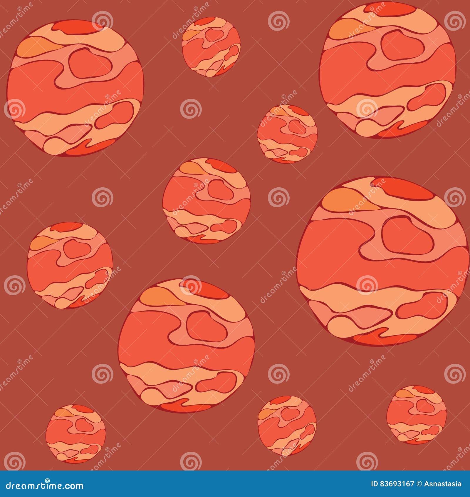 Mars Pattern. Cartoon Illustration of Mars Vector Pattern Background ...