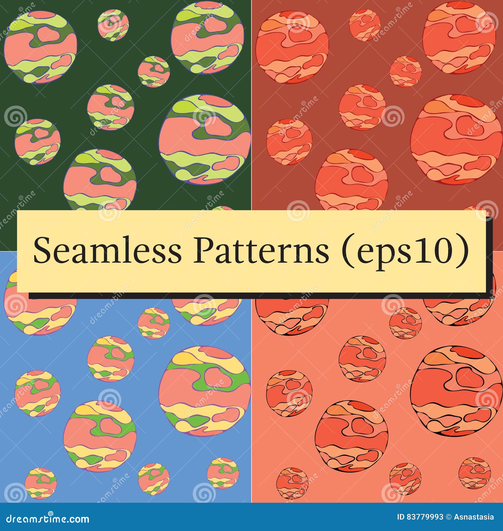 Mars Pattern Set. Cartoon Illustration of Mars Pattern Background ...