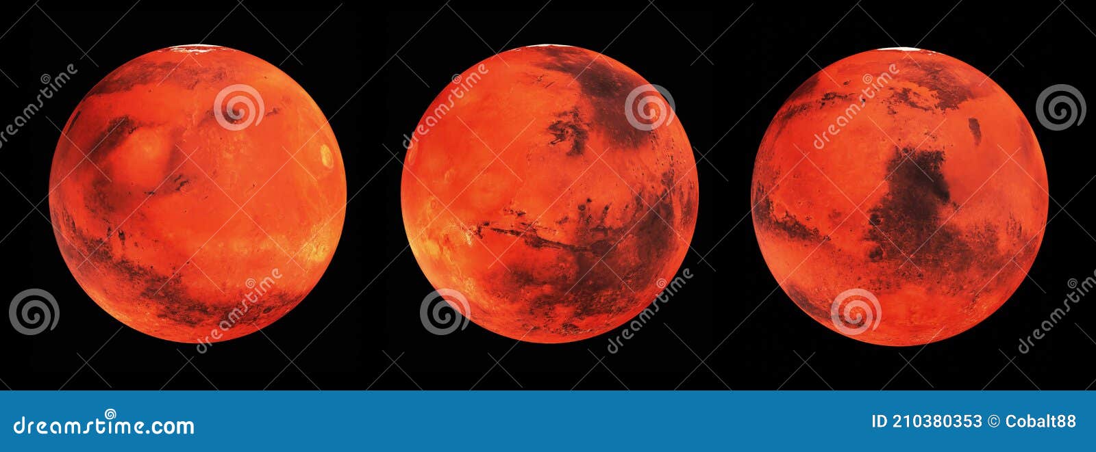Mars Planet 3D Render Illustration, Different Views, High Detailed ...
