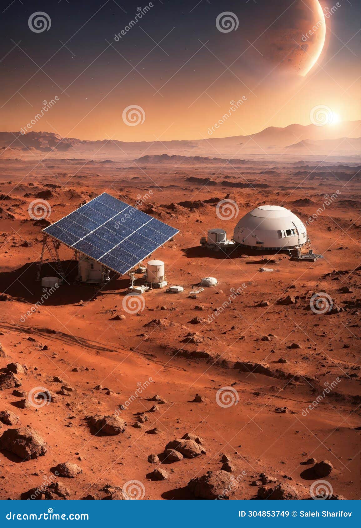 Mars Planet. 3D Render. Science Fiction Illustration Stock Illustration ...