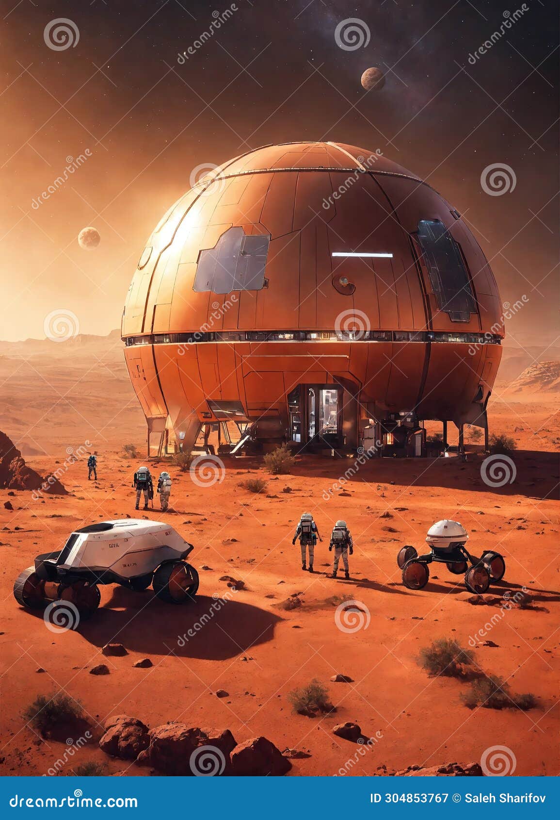 Mars Planet. 3D Render. Science Fiction Illustration Stock Illustration ...
