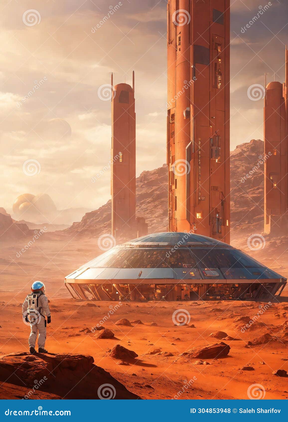 Mars Planet. 3D Render. Science Fiction Illustration Stock Illustration ...