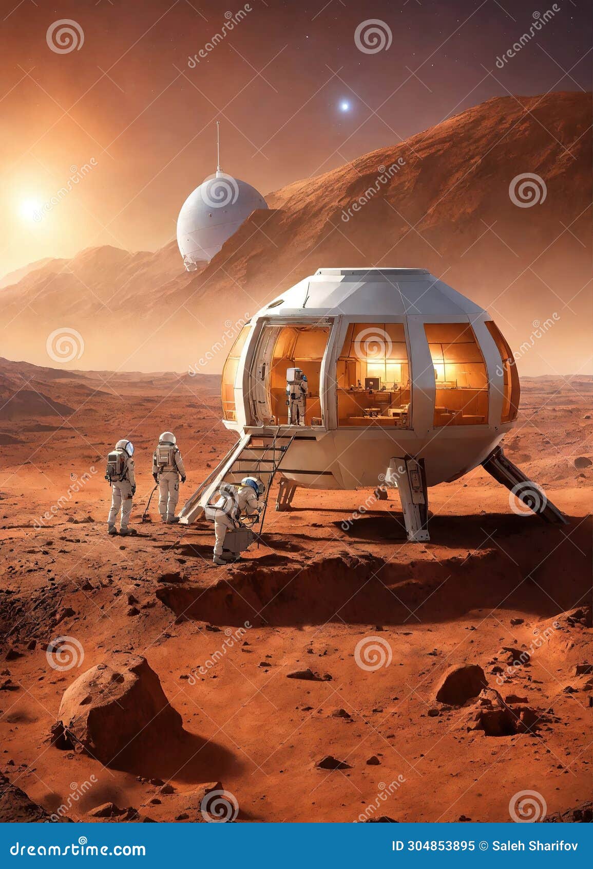 Mars Planet. 3D Render. Science Fiction Illustration Stock Illustration ...