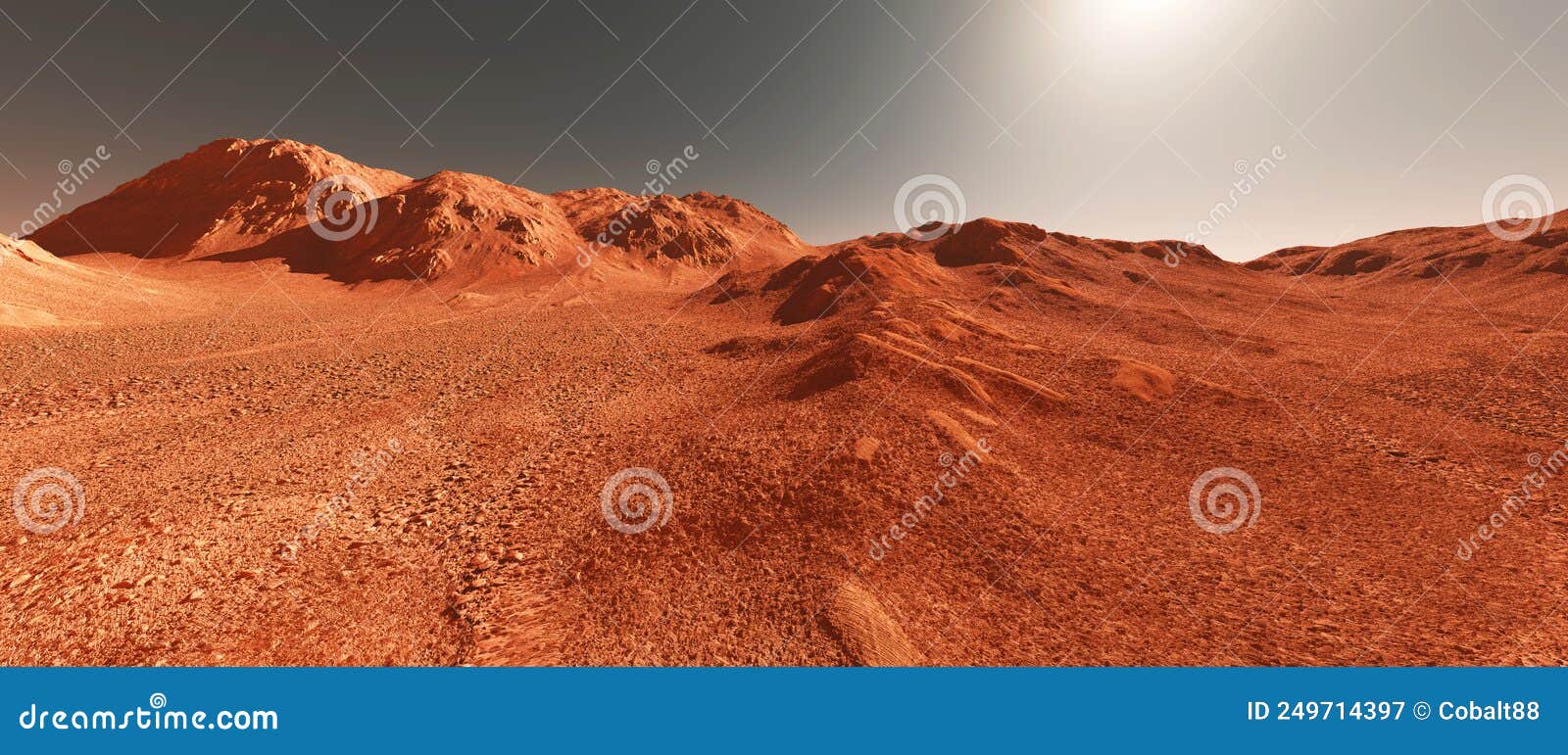 Mars Planet Landscape, 3d Render of Imaginary Mars Planet Terrain Stock ...